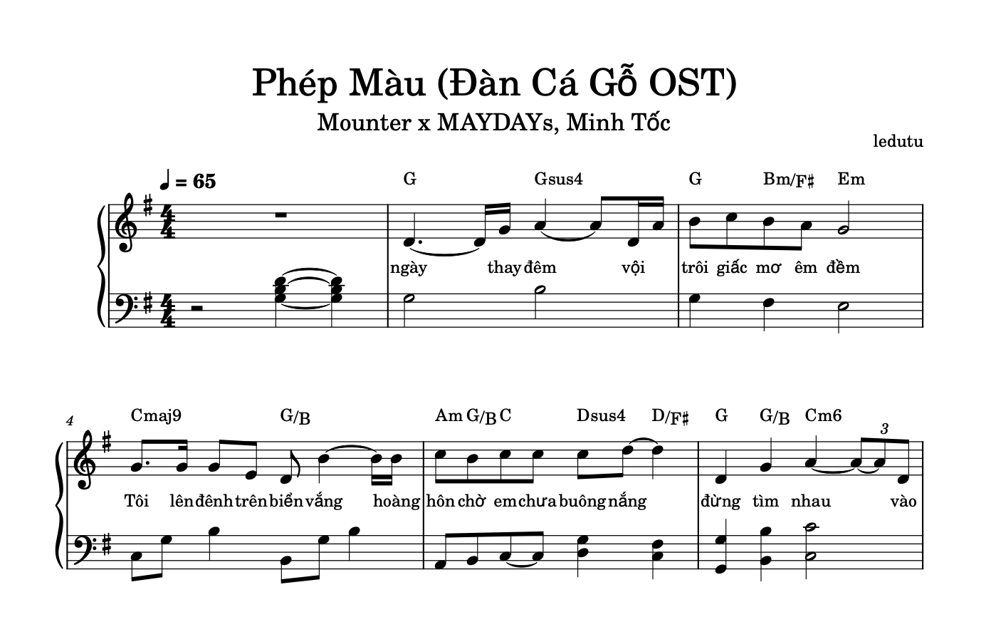 Phép Màu (Đàn Cá Gỗ OST) bởi Mounter x MAYDAYs, Minh Tốc | Sheet nhạc piano | Ledutu Piano